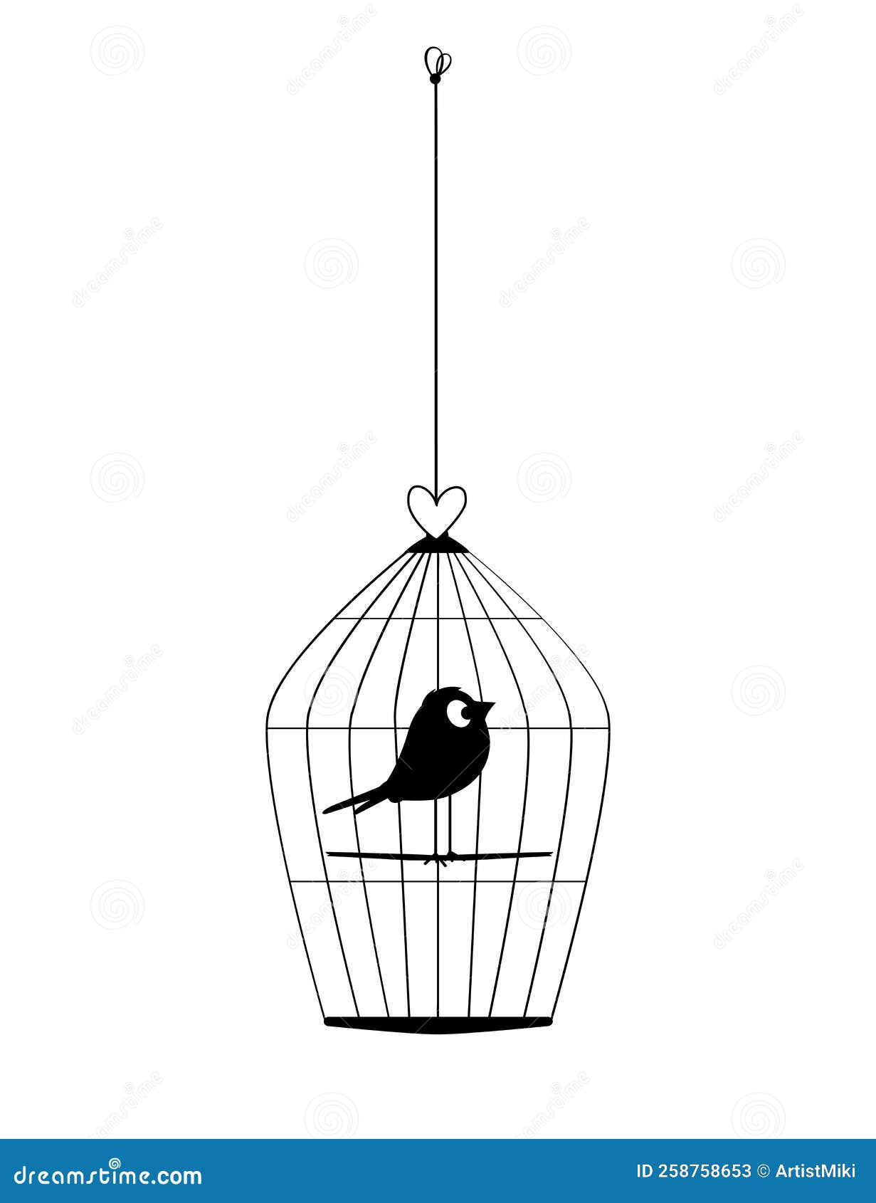 Bird in a Bird Cage Illustration, Vector Stock Vector - Illustration of ...
