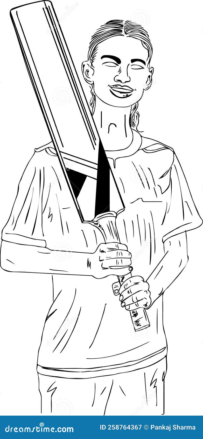 Woman Player Holding Bat Posing for Cricket Ad Campaign, Vector ...