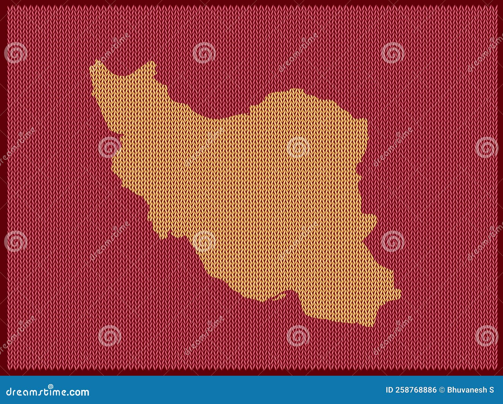 Knitting Pattern Map of Country Iran Isolated on Red Background ...