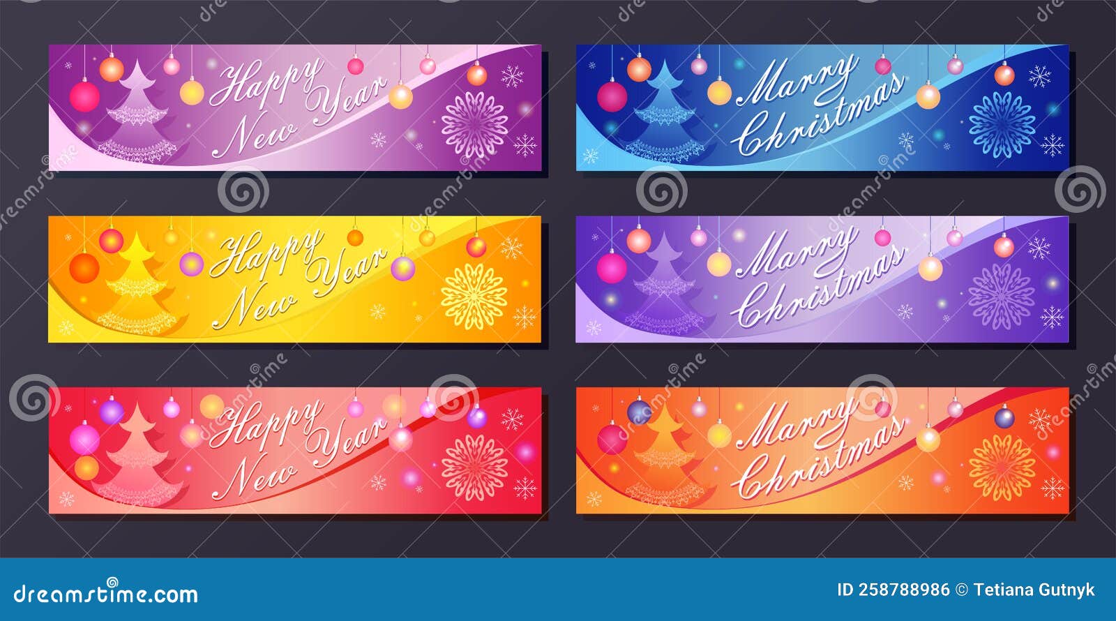 Set of Christmas and New Year Banners. Winter Festive Backgrounds ...