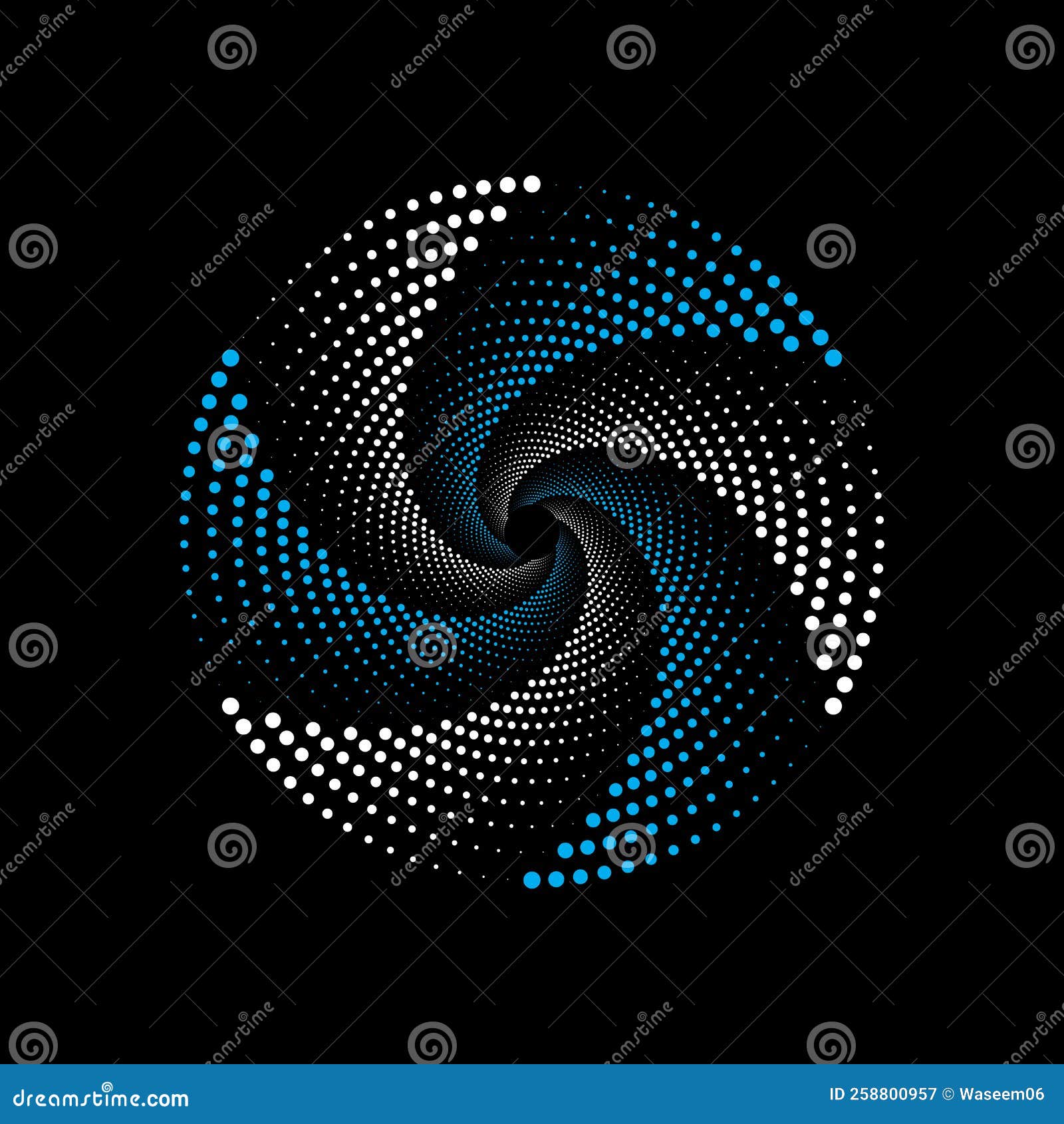 Blue and White Dotted Swirl Circle Stock Vector - Illustration of ...