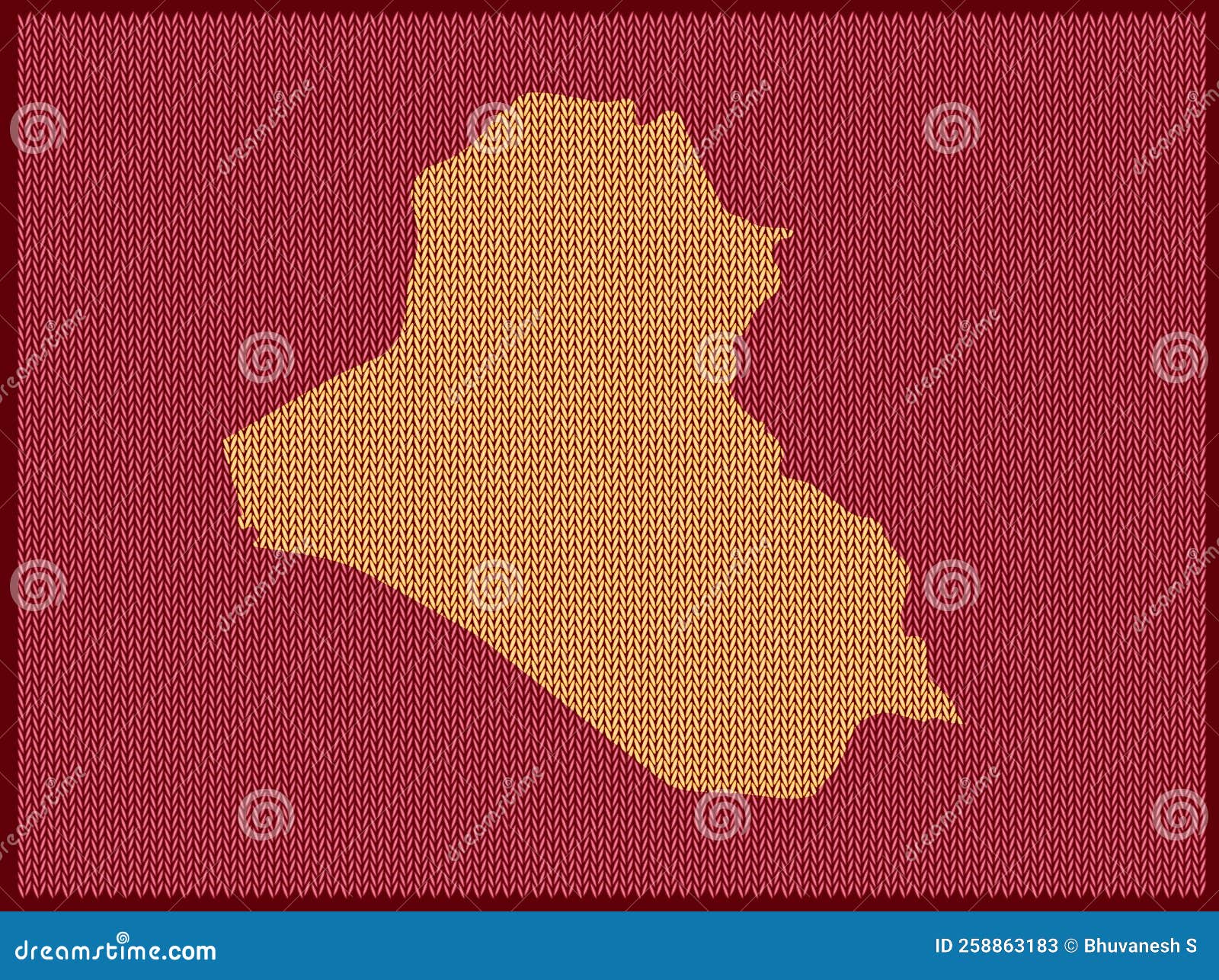 Knitting Pattern Map of Country Iraq Isolated on Red Background ...