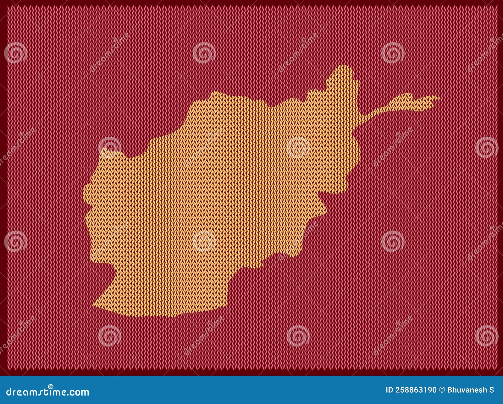 Knitting Pattern Map of Country Afghanistan Isolated on Red Background ...