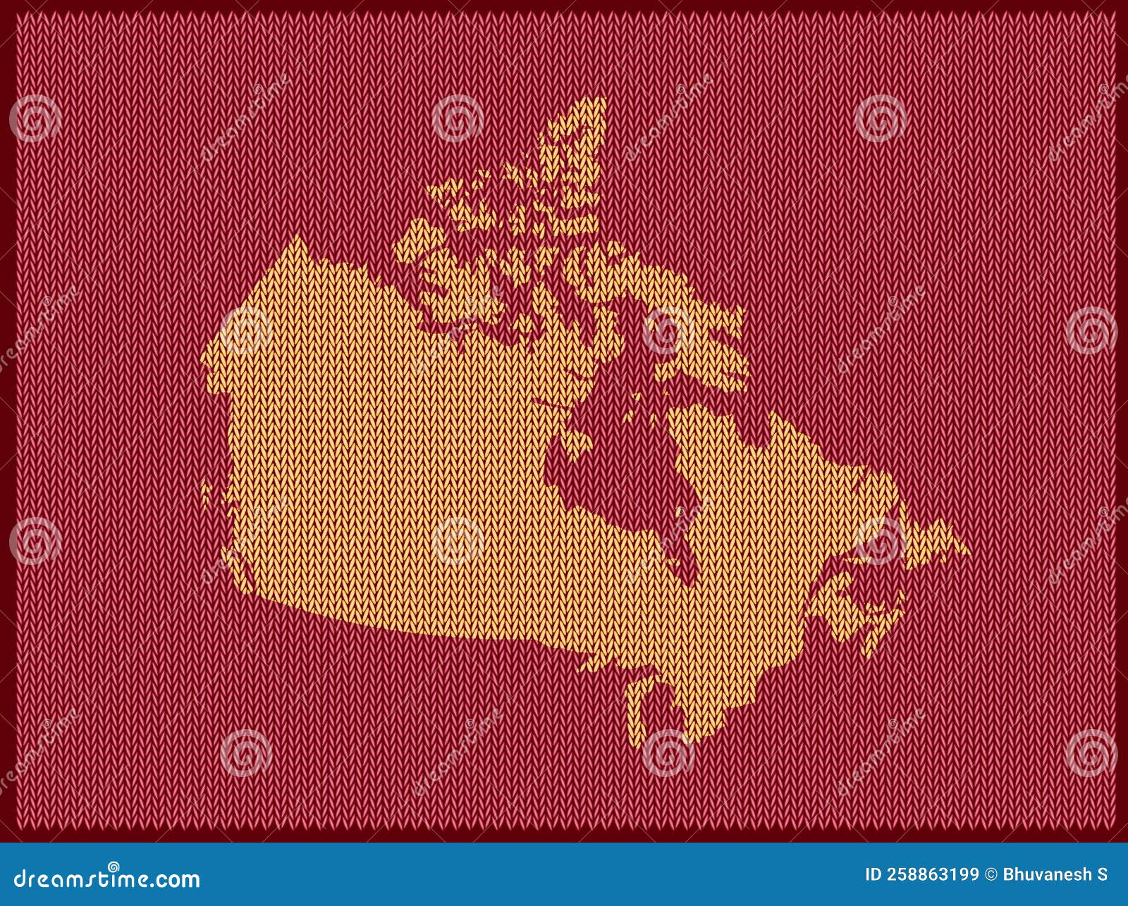 Knitting Pattern Map of Country Canada Isolated on Red Background ...