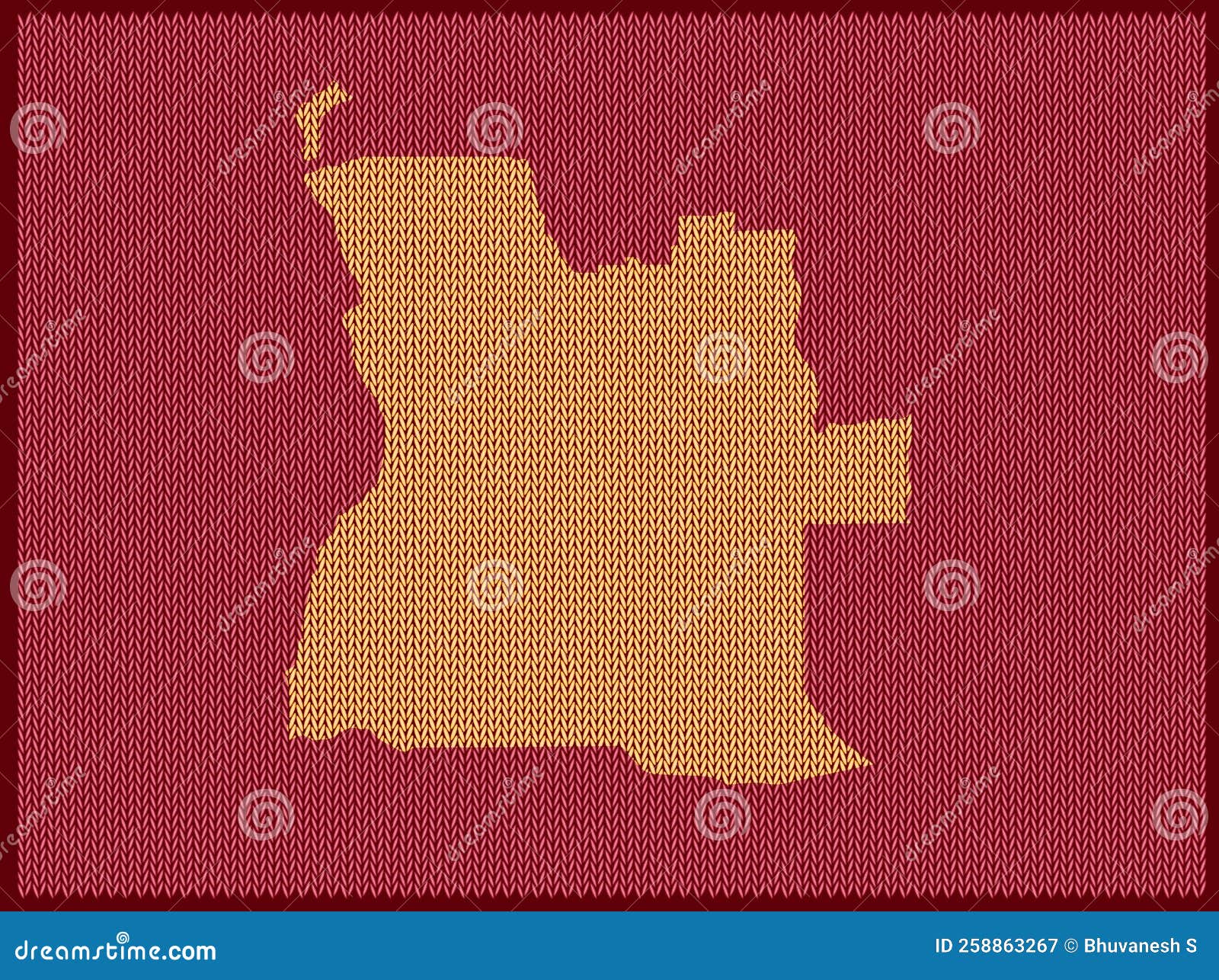 Knitting Pattern Map of Country Angola Isolated on Red Background ...