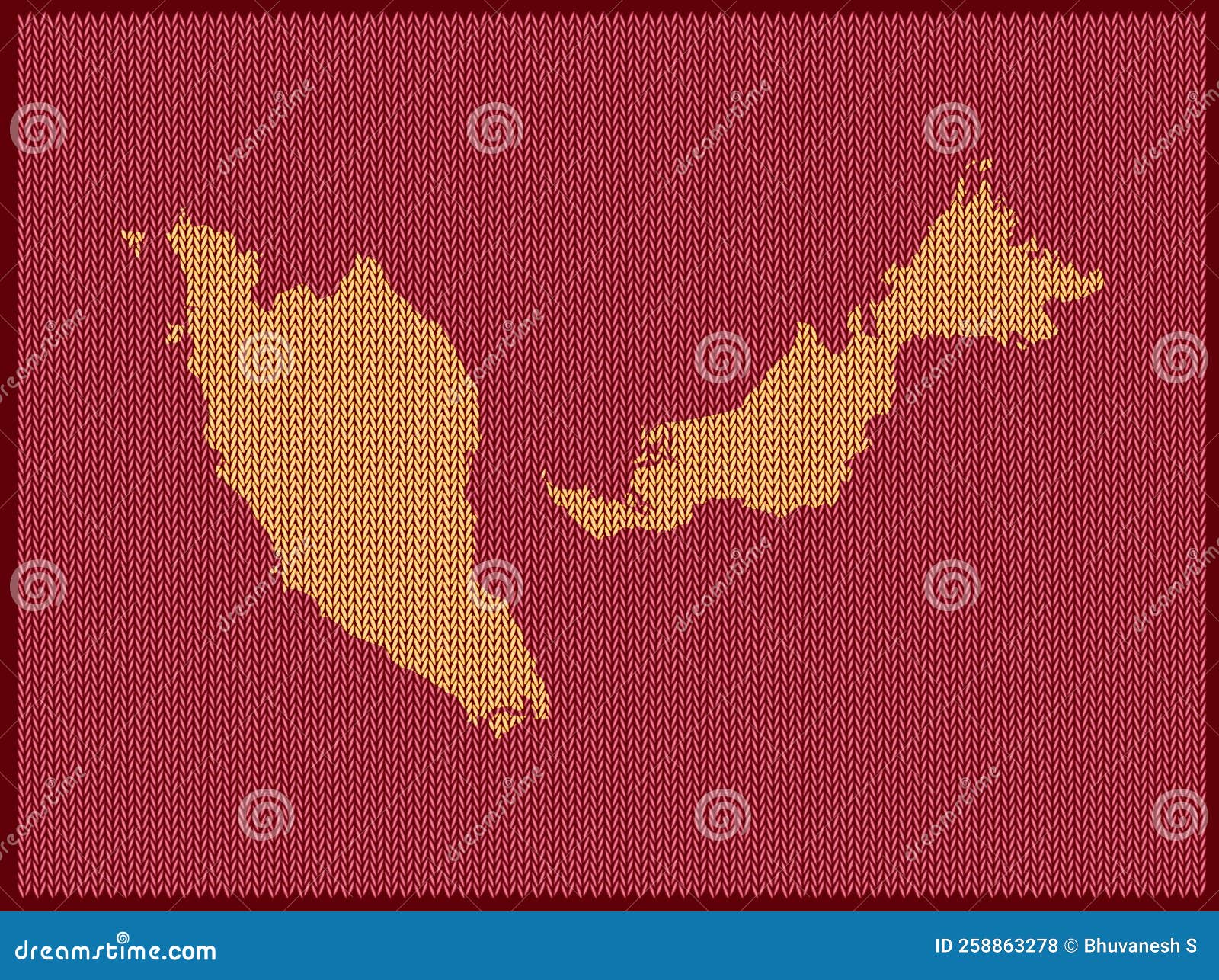 Knitting Pattern Map of Country Malaysia Isolated on Red Background ...