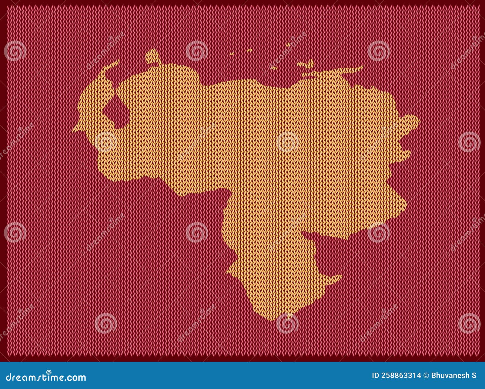 Knitting Pattern Map of Country Venezuela Isolated on Red Background ...