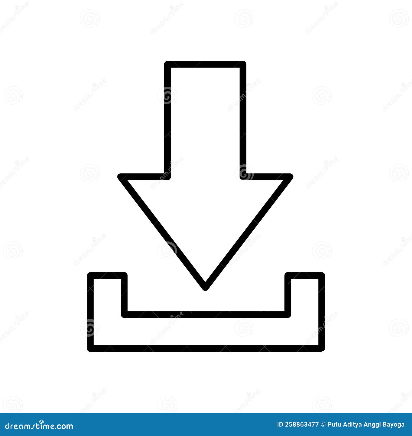 Thin line download stock vector. Illustration of simple - 258863477