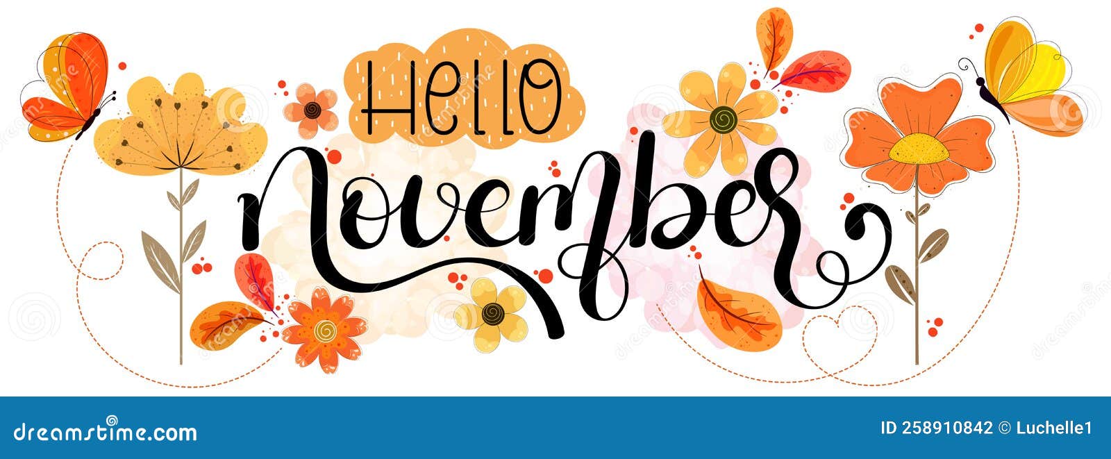November Month Name. Handwritten Calligraphic Word. Bold Font. Vector ...