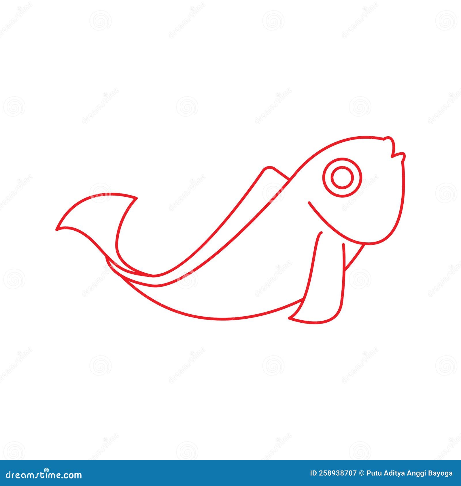 Thin line fish fountain stock vector. Illustration of flat - 258938707