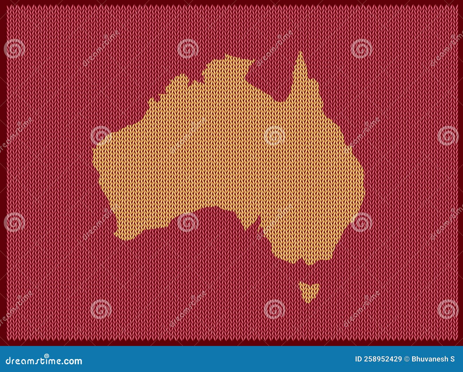 Knitting Pattern Map of Country Australia Isolated on Red Background ...