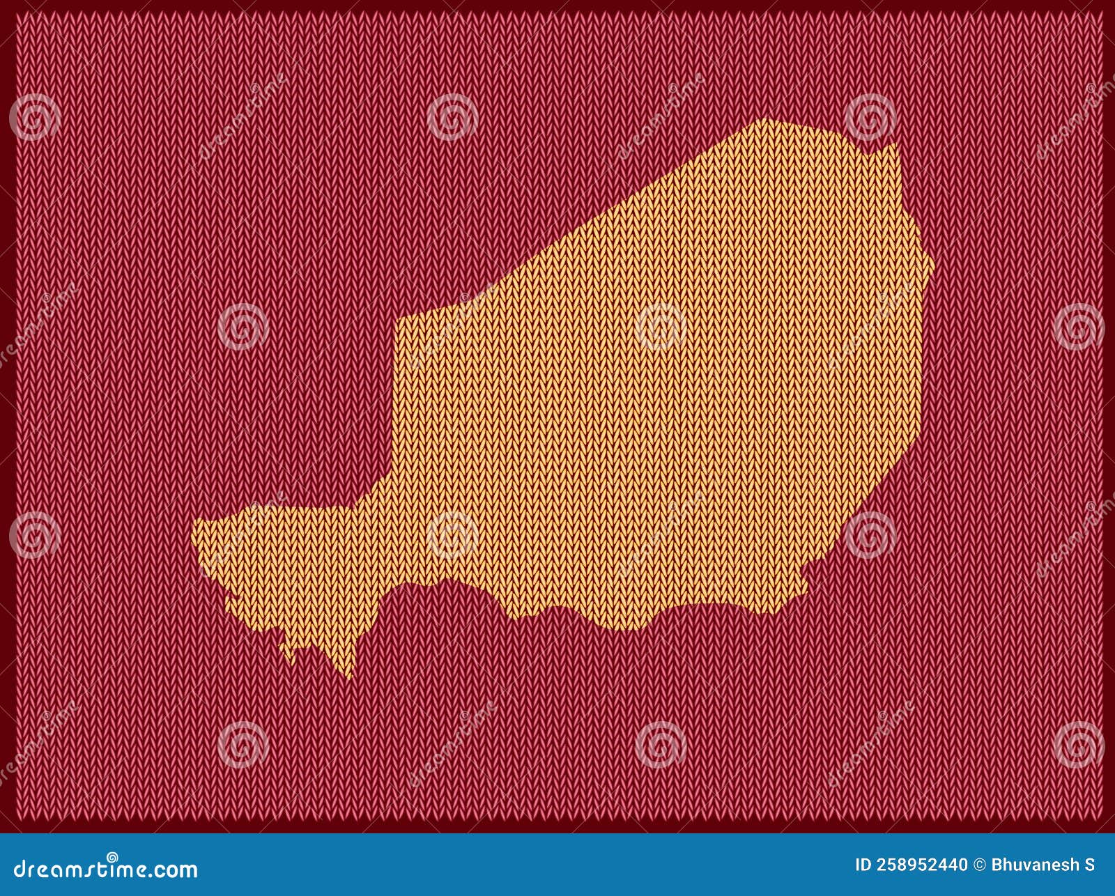 Knitting Pattern Map of Country Niger Isolated on Red Background ...