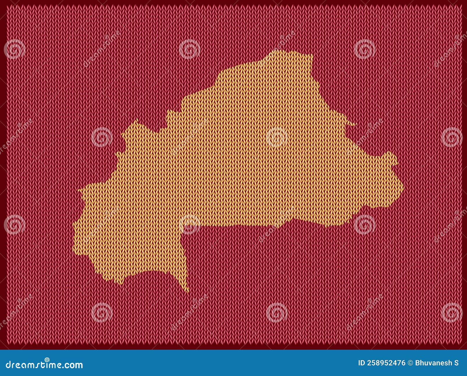Knitting Pattern Map of Country Burkina Faso Isolated on Red Background ...
