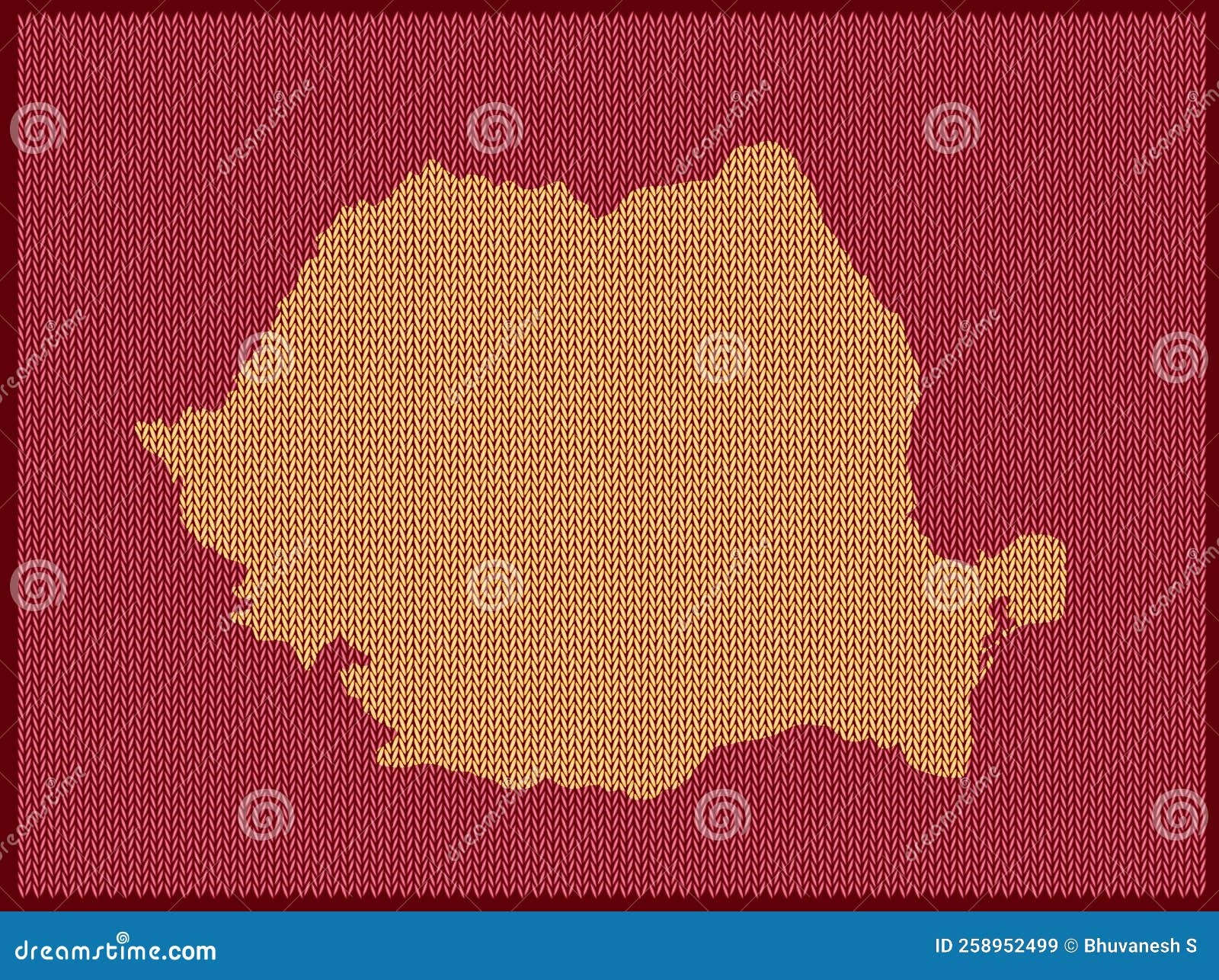 Knitting Pattern Map of Country Romania Isolated on Red Background ...