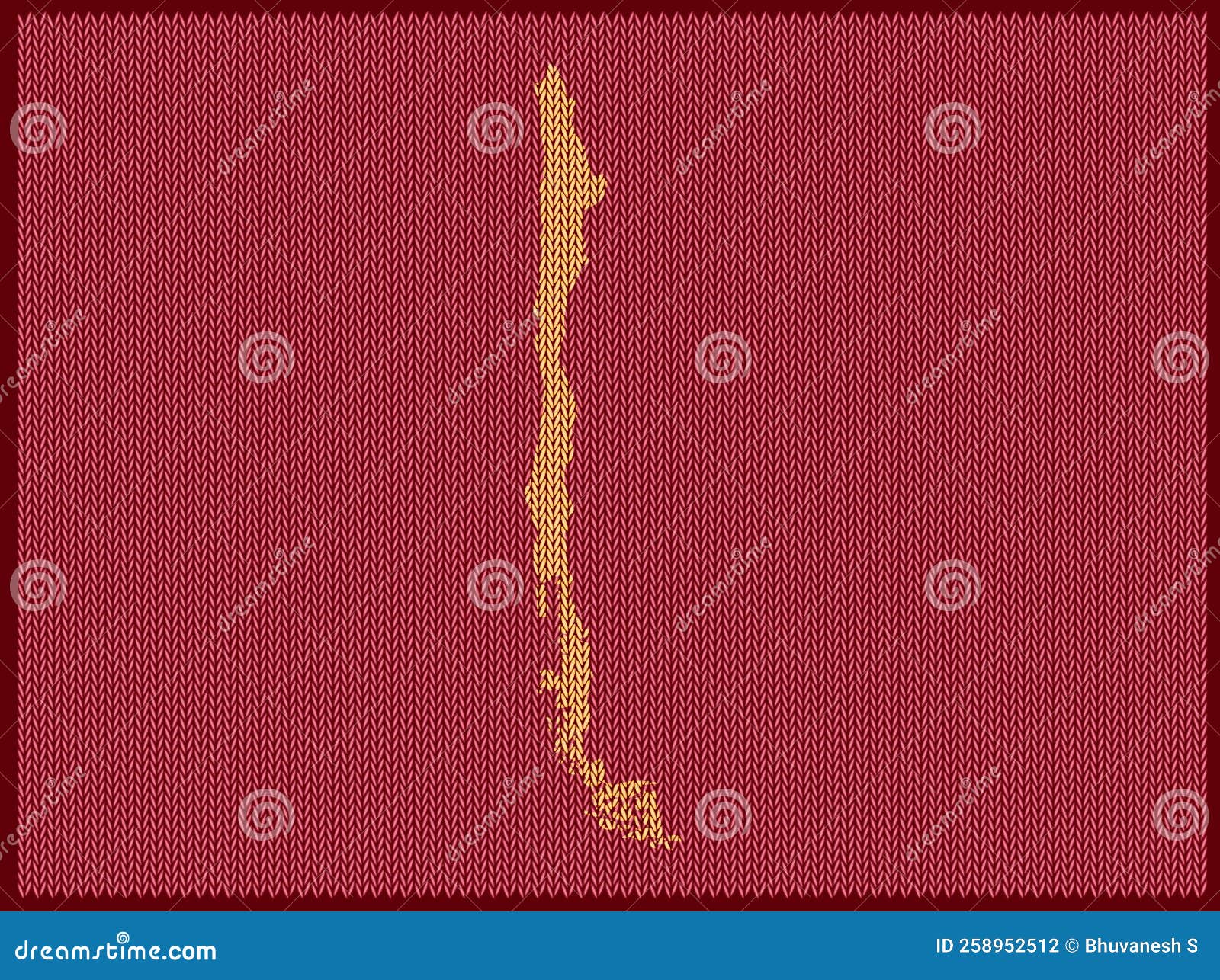 Knitting Pattern Map of Country Chile Isolated on Red Background ...