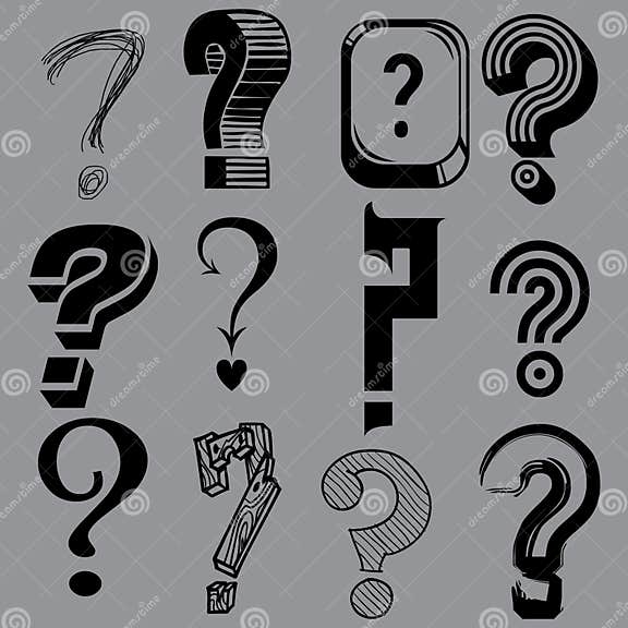 Vector Set of Abstract Artistic Calligraphic Question Marks Stock ...