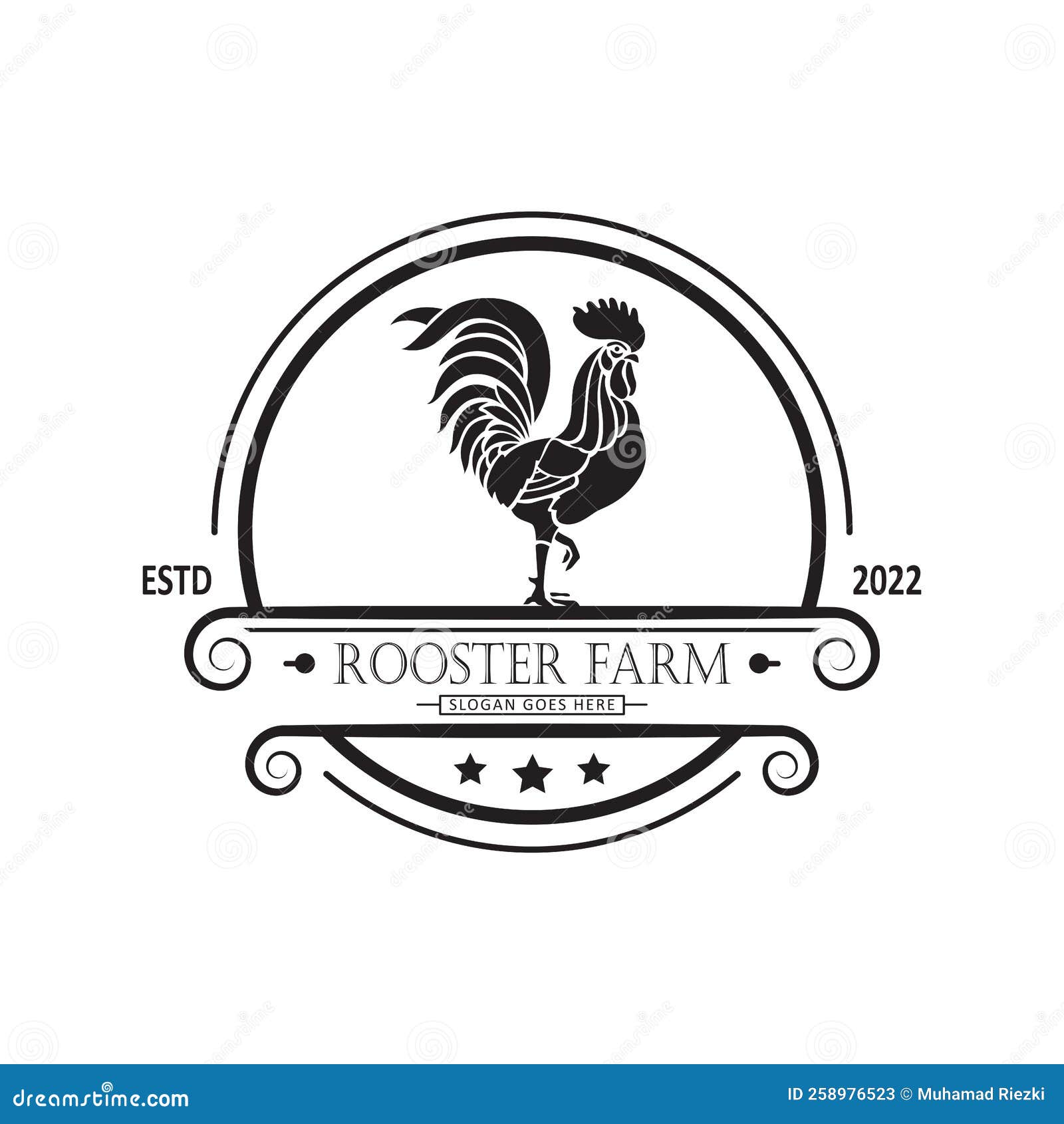 Logo Rooster Luxury Gold Floral Vector Illustration | CartoonDealer.com ...
