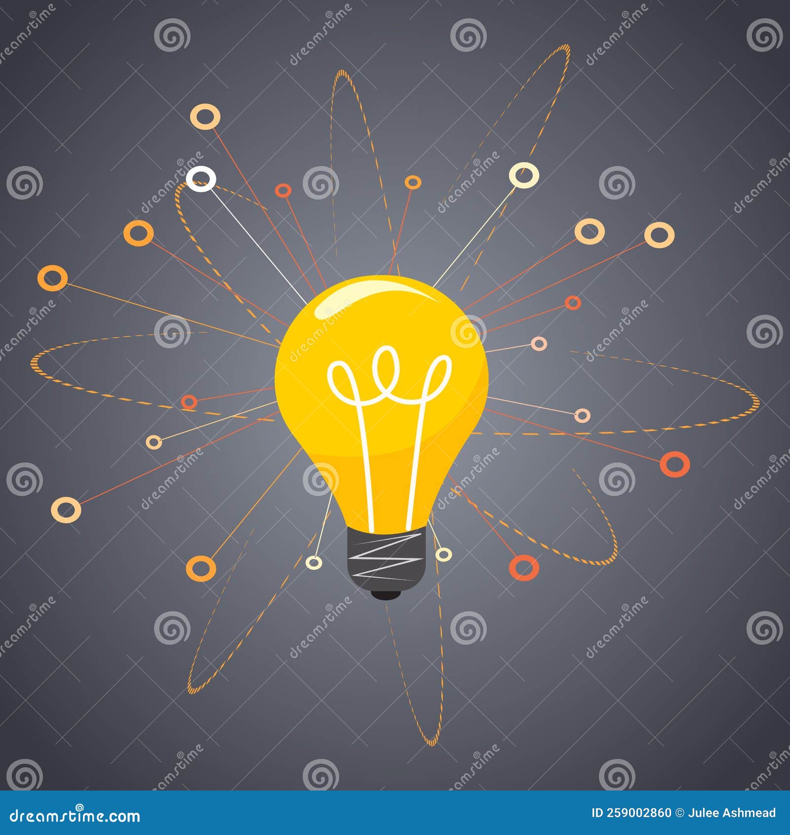 Light Bulb with Electron Orbit and Atoms Circling the Bulb Vector ...