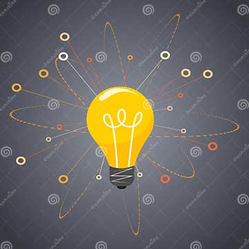 Light Bulb with Electron Orbit and Atoms Circling the Bulb Vector ...