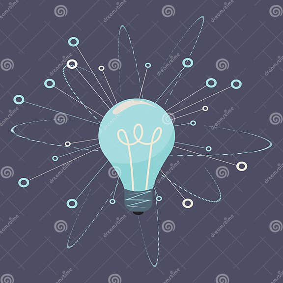 Light Bulb with Electron Orbit and Atoms Circling the Bulb Vector ...