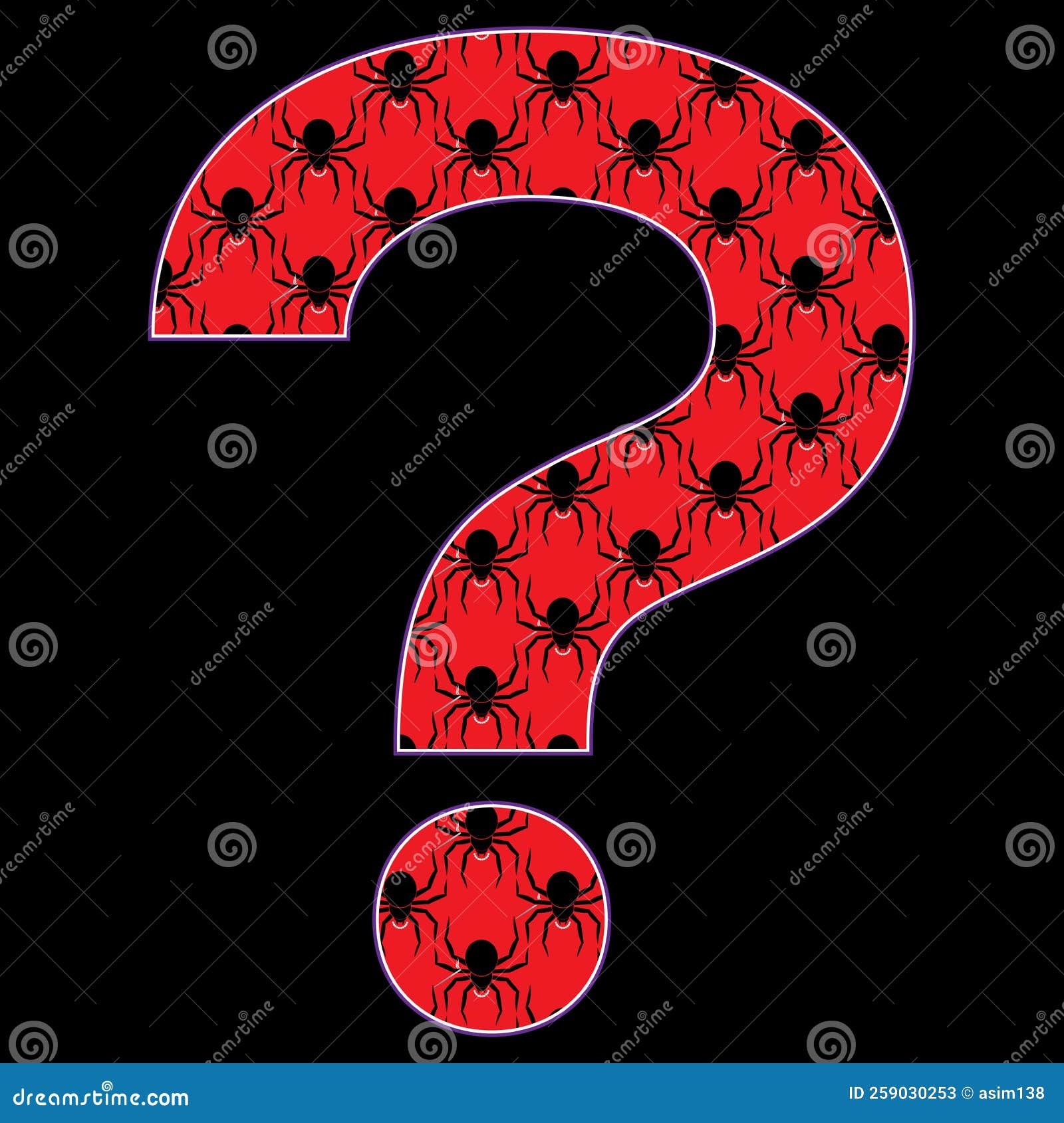 Vector Illustration Large Artistic Question Mark With Black Widow ...