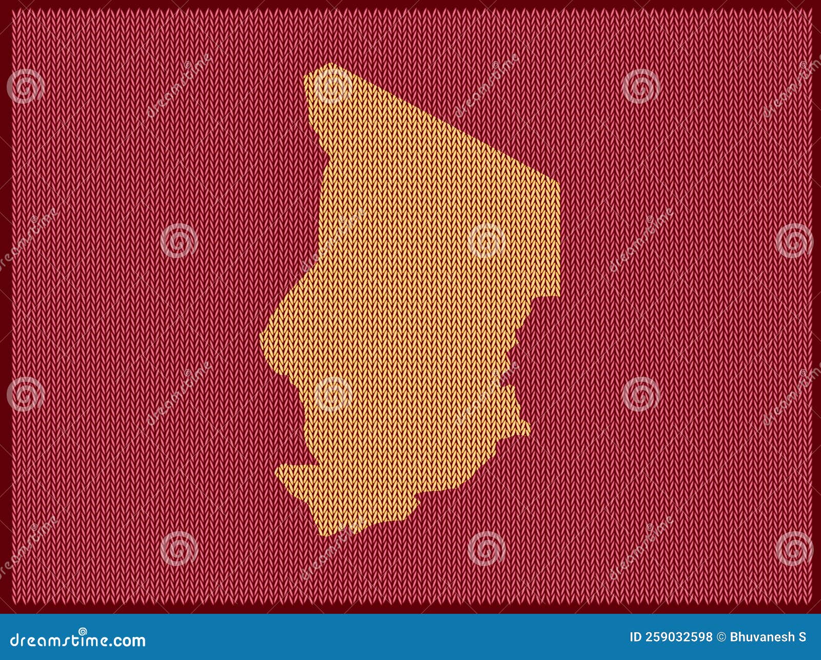 Knitting Pattern Map of Country Chad Isolated on Red Background ...