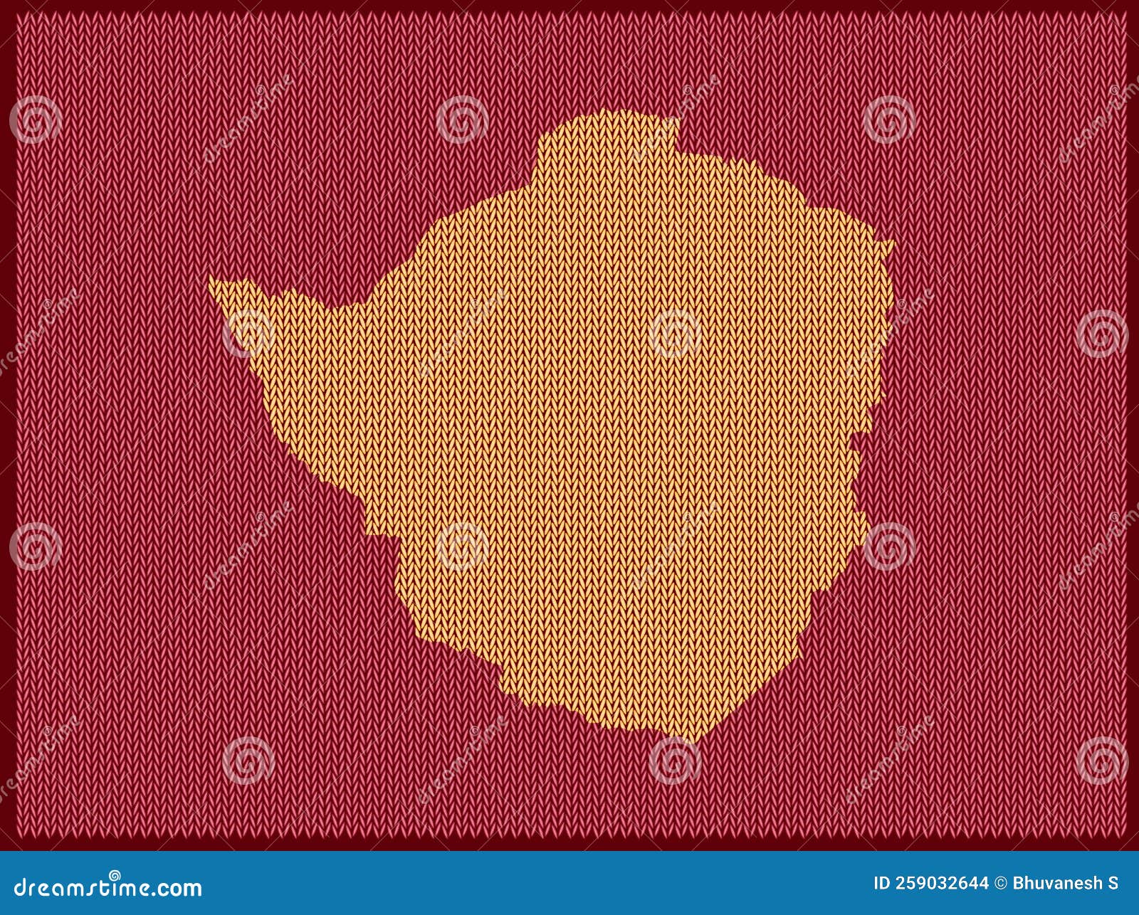 Knitting Pattern Map of Country Zimbabwe Isolated on Red Background ...