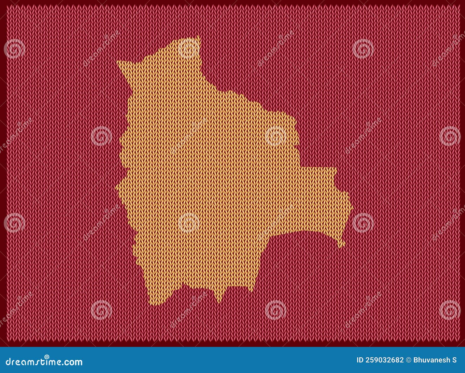 Knitting Pattern Map of Country Bolivia Isolated on Red Background ...