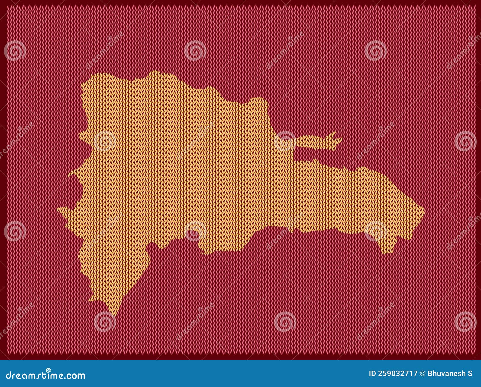 Knitting Pattern Map of Country Dominican Republic Isolated on Red ...