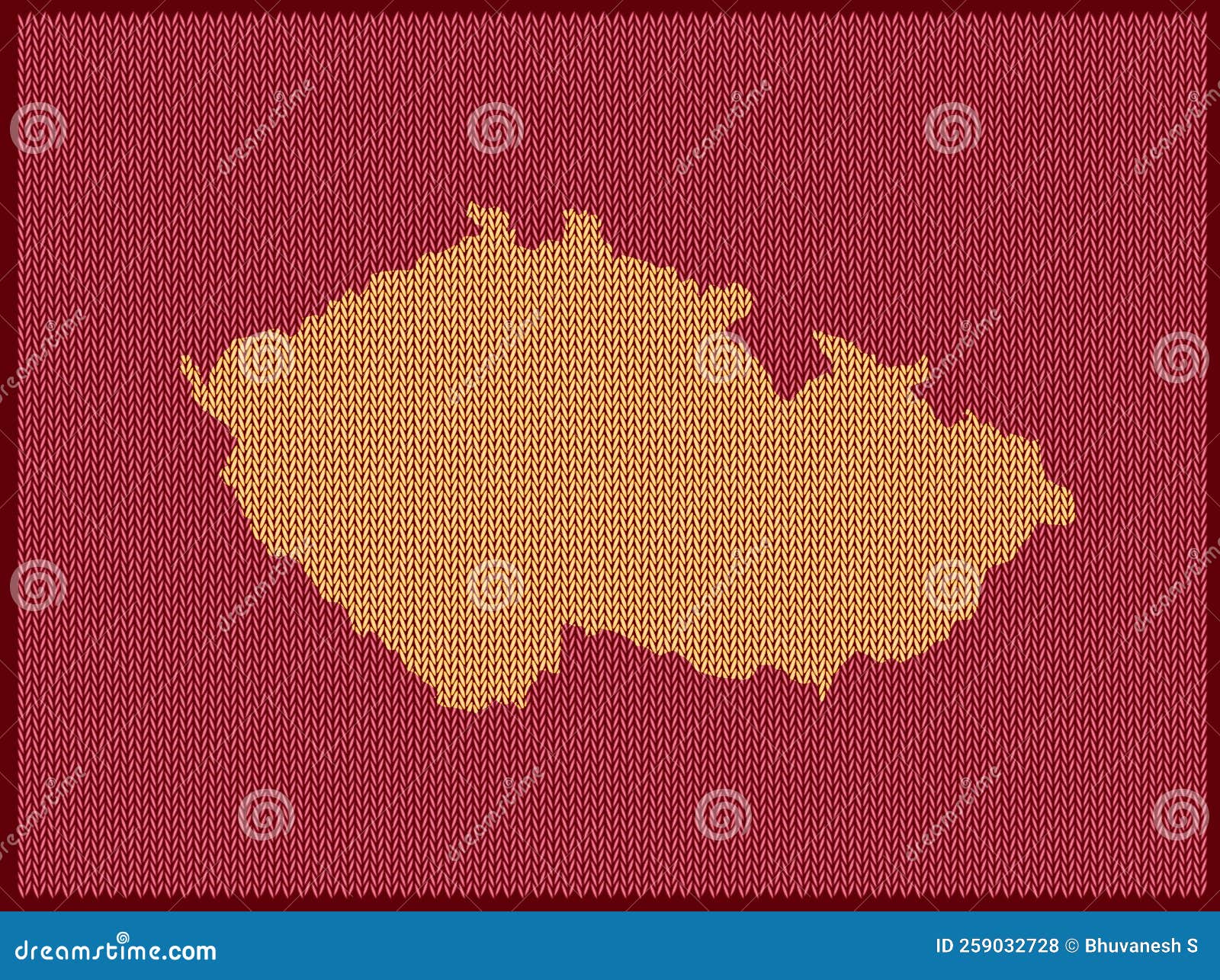 Knitting Pattern Map of Country Czech Republic Isolated on Red ...
