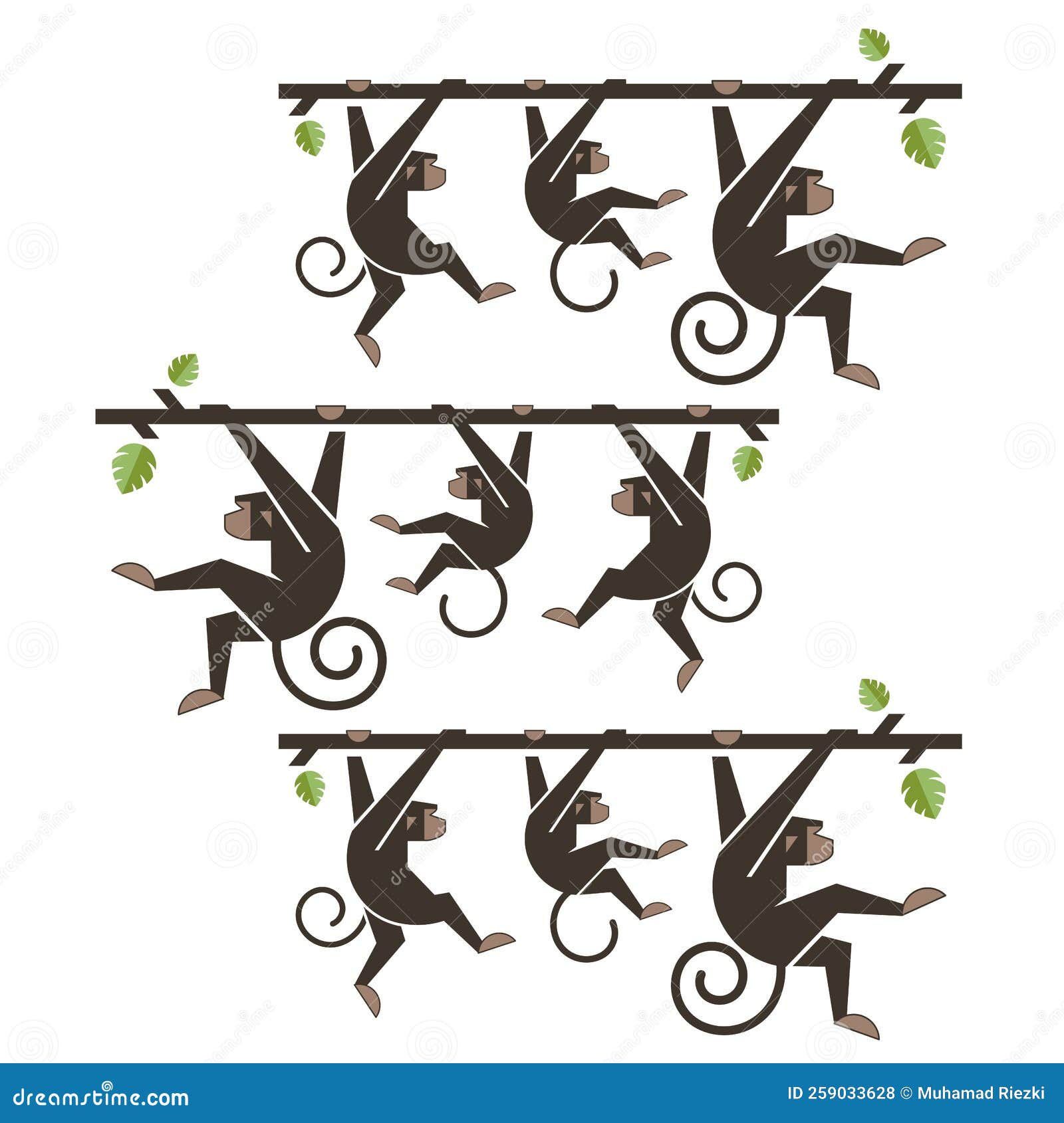 Monkey Icon Hanging on a Tree Branch. Monkey Vector Illustration Stock ...