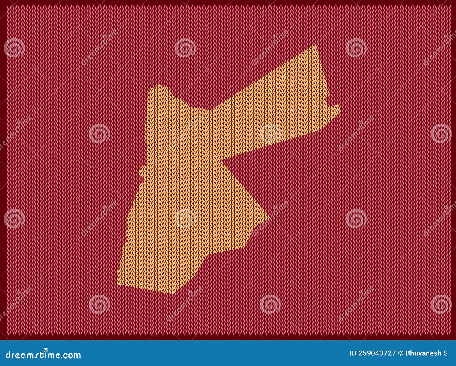 Knitting Pattern Map of Country Jordan Isolated on Red Background ...