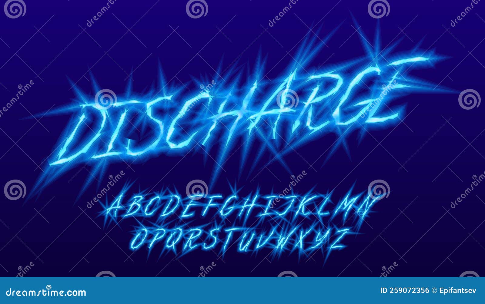 Voltaic Alphabet Font. Electric Script Letters, Numbers And Punctuation ...