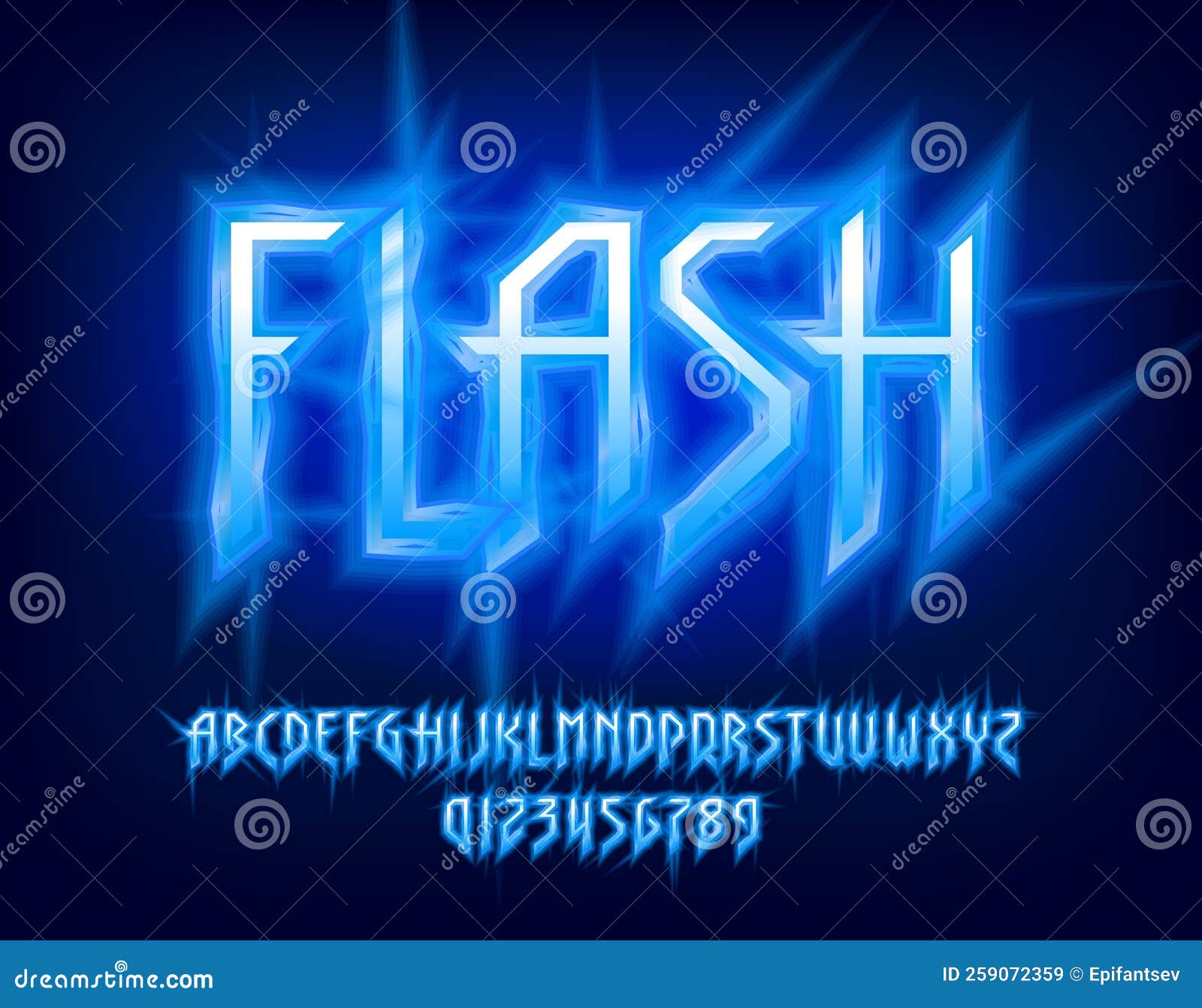 Flash Alphabet Font. Electric Letters and Numbers in Hard Rock Style ...