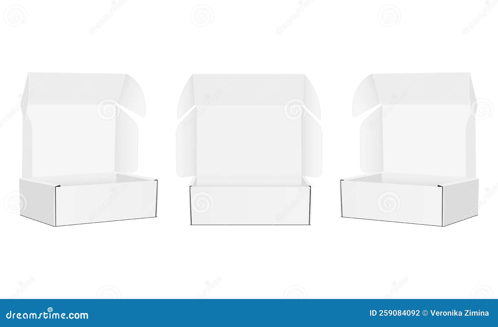 Empty Cardboard Boxes with Opened Lid, Front and Side View Stock Vector ...