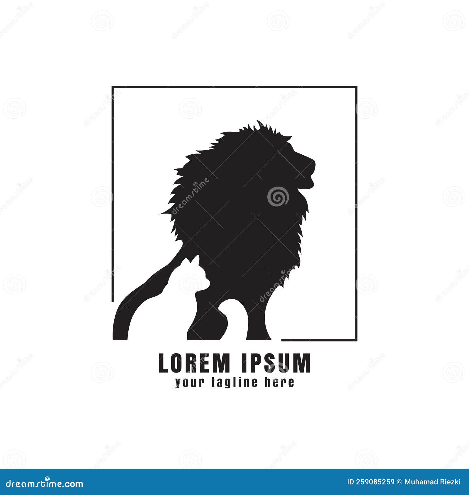 Cat and Lion Abstract Design, Silhouette Design Shading a Lion. Stock ...