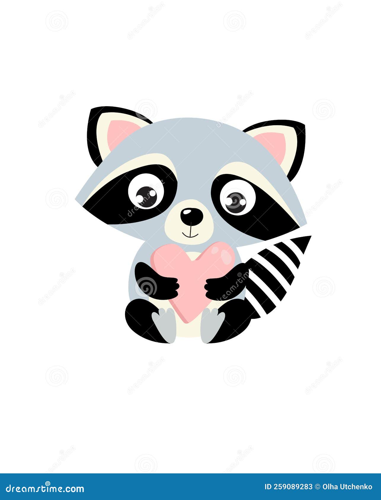 Print. Cute Raccoon with a Heart. Forest Animal. Little Cute Raccoon is ...