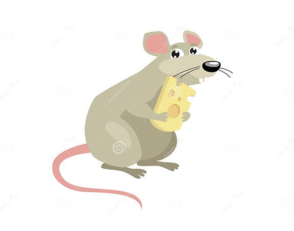 Print. Vector Cartoon Rat with Cheese. Sweet Rodent. Cartoon Character ...