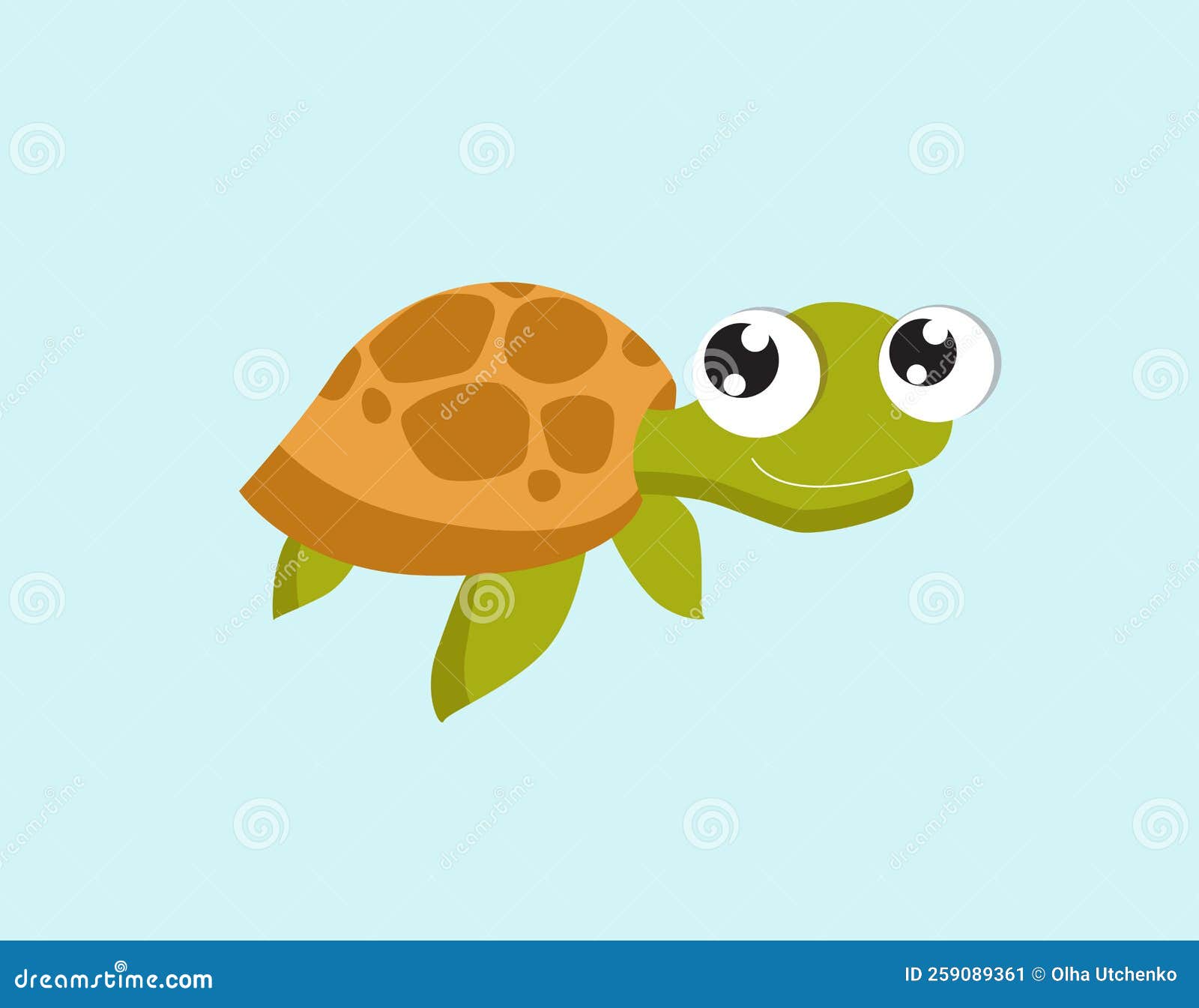Print. Cute Vector Turtle. Funny Cartoon Turtle. Sea Animal. Cartoon ...