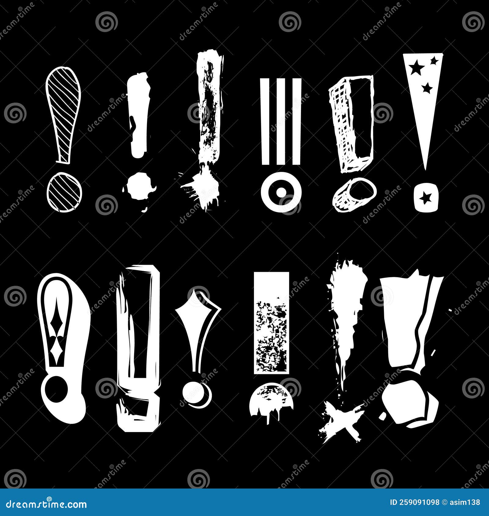 Vector Set of Grunge, Bold, Rough Exclamation Marks or Points. Stock ...