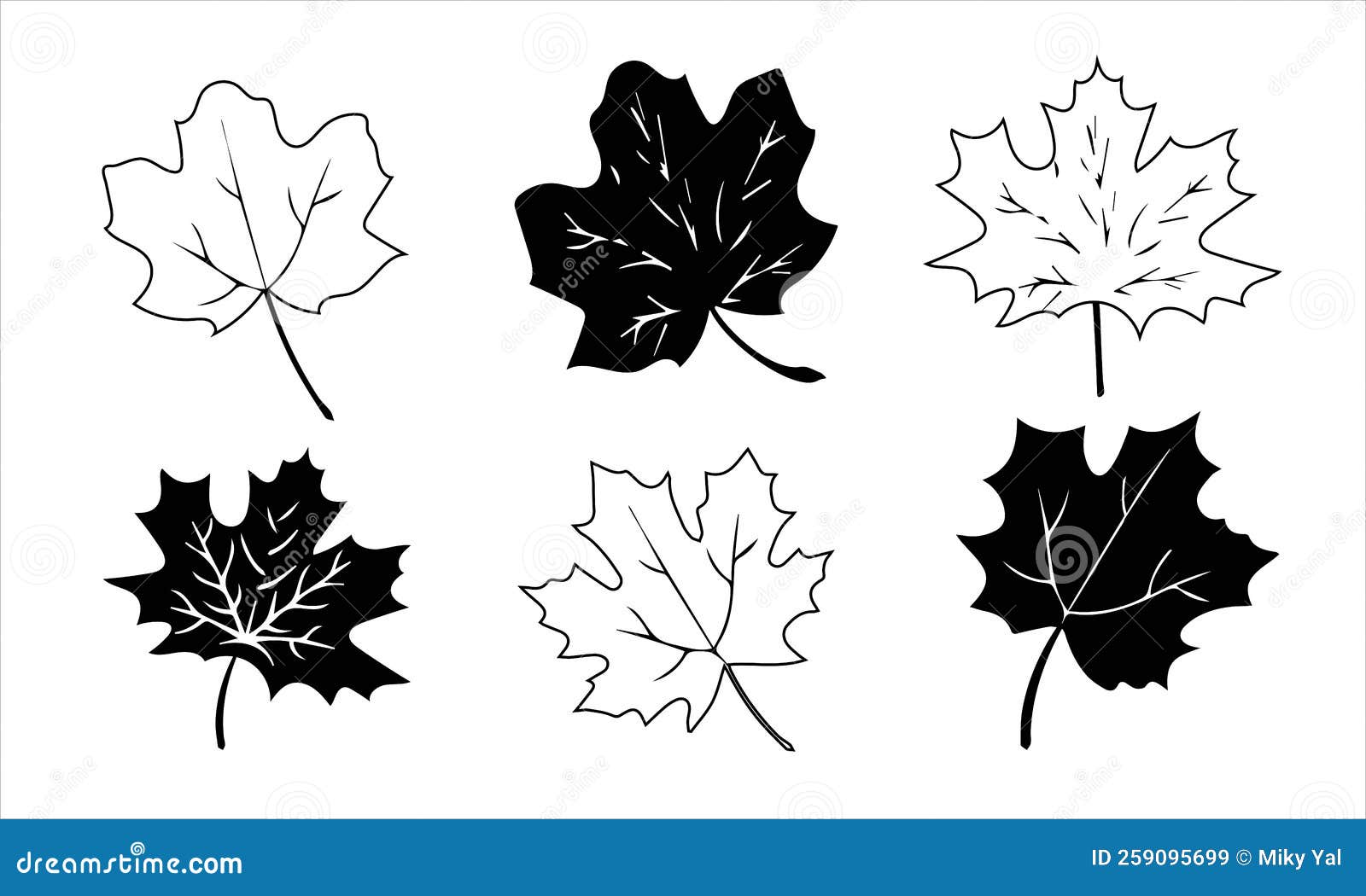 Autumn Leaves Icons Outline. Autumn Leaves Isolated on White Background ...