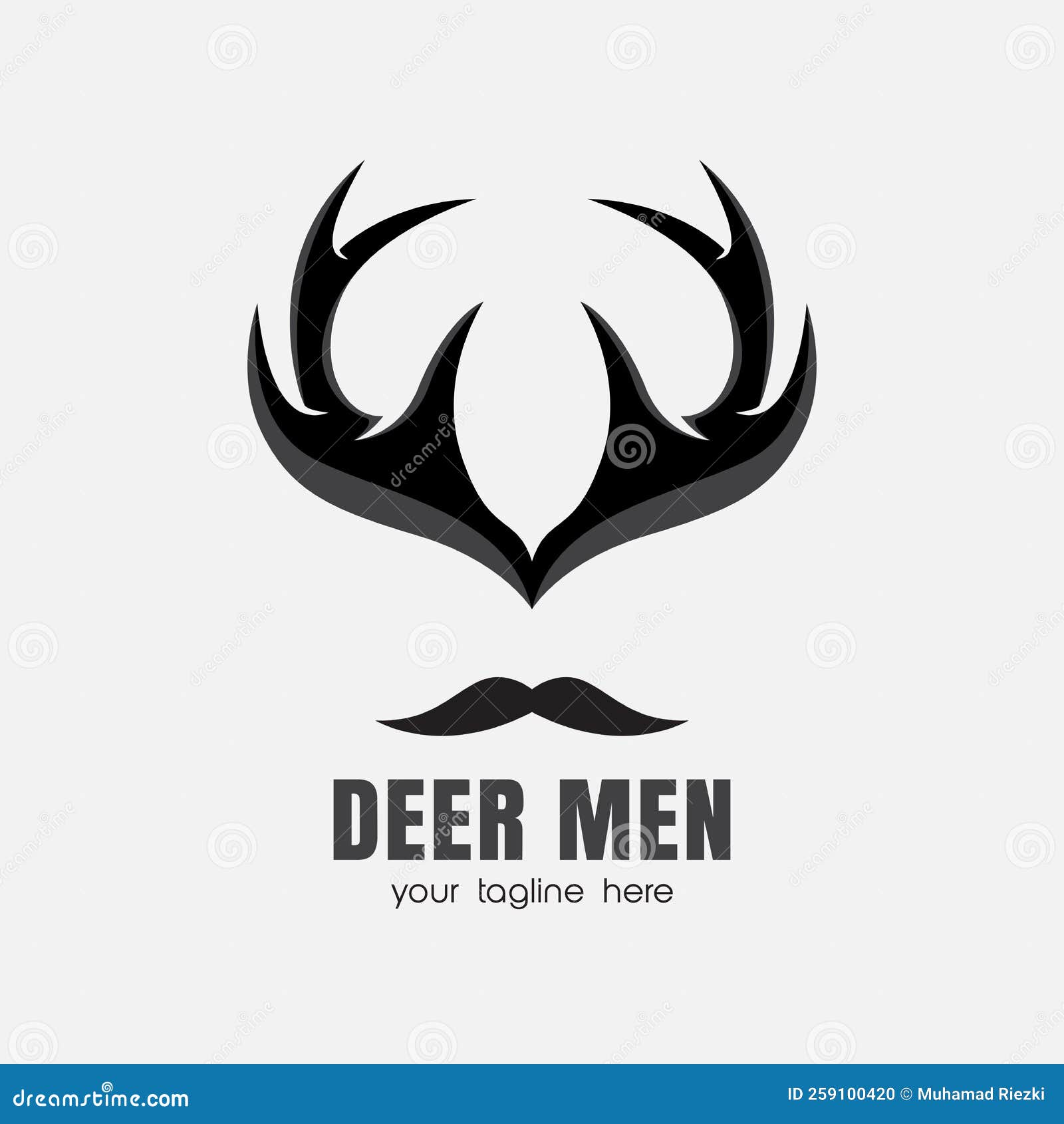 Abstract Design of Deer Antlers and Thick Mustache, Silhouette. Stock ...