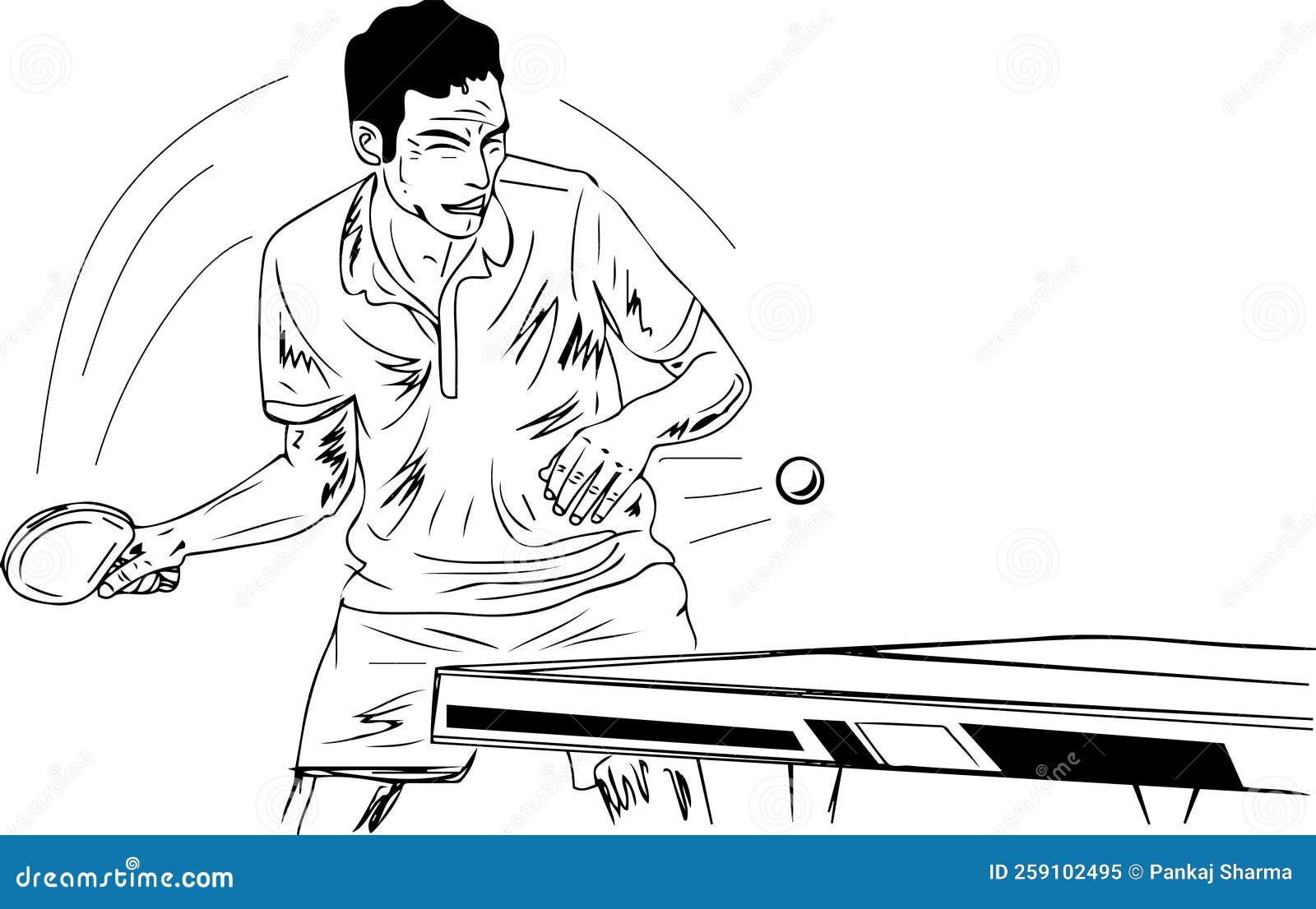 A Vector Illustration of a Professional Table Tennis Player in Action ...