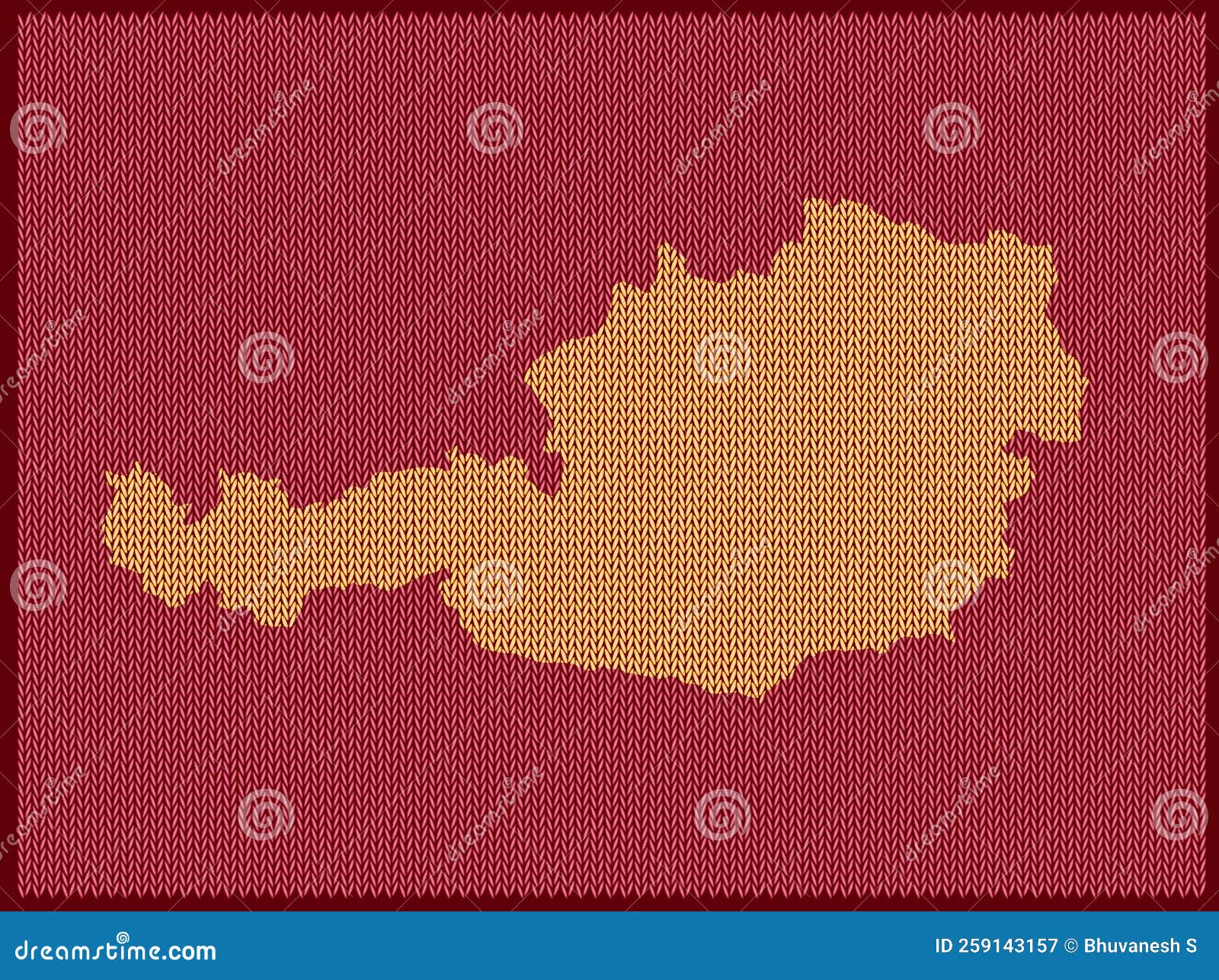 Knitting Pattern Map of Country Austria Isolated on Red Background ...