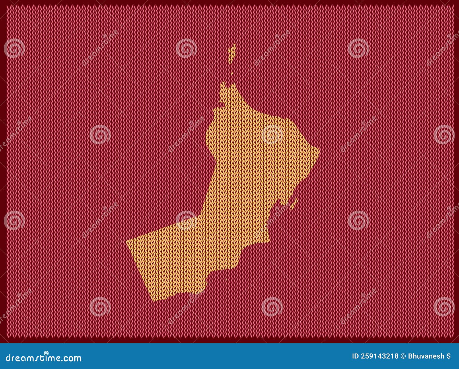 Knitting Pattern Map of Country Oman Isolated on Red Background ...