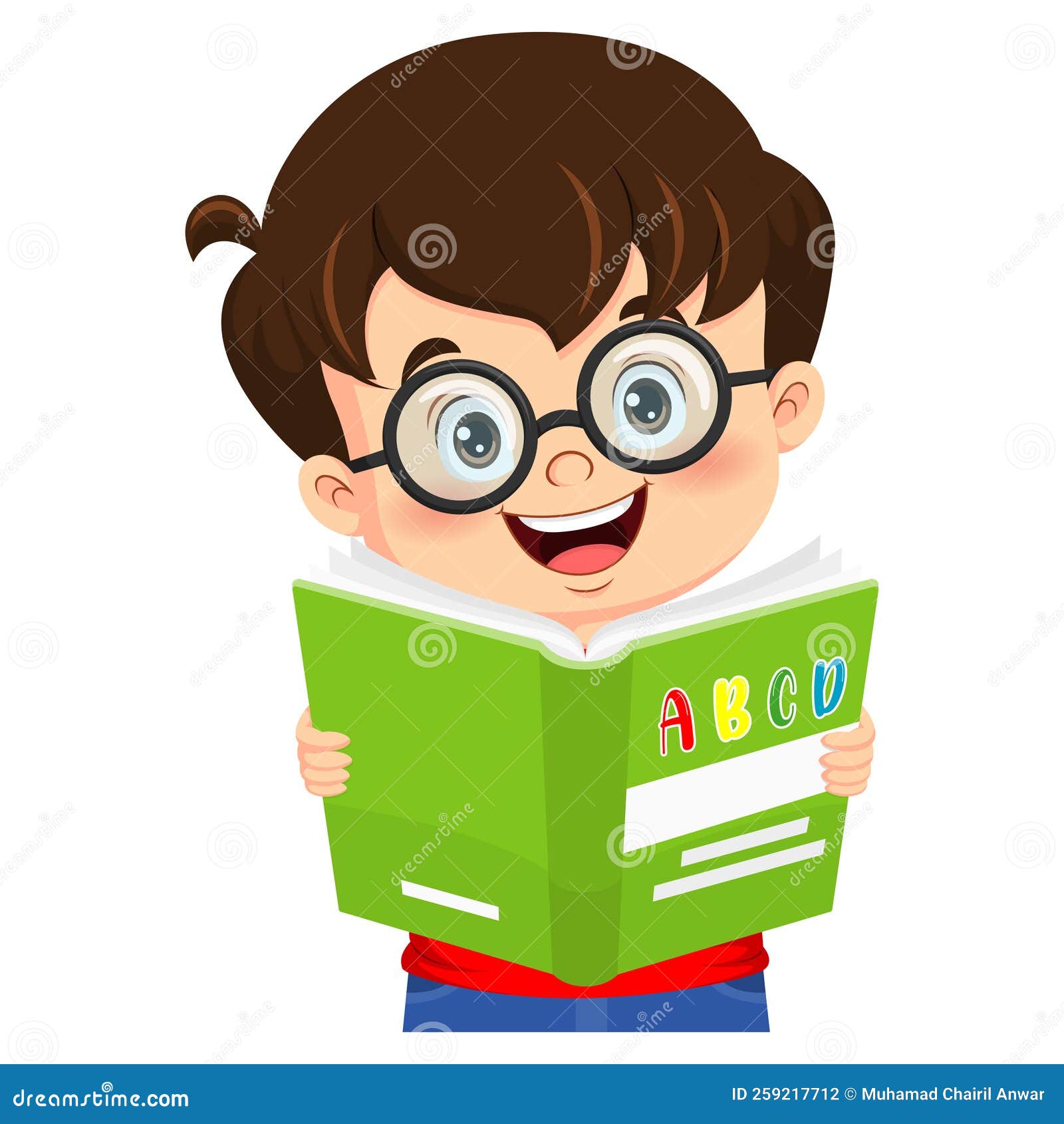 Cartoon Little Boy Reading a Book Stock Vector - Illustration of vector ...