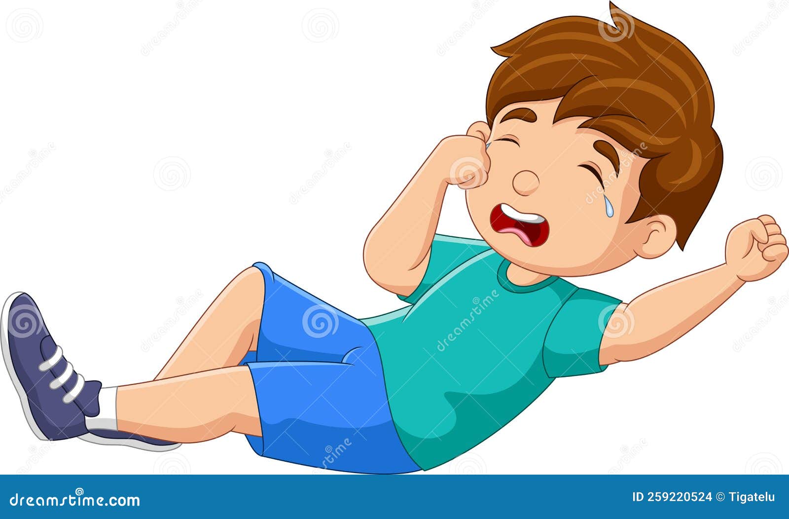 Cartoon Little Boy Crying on White Background Stock Vector ...