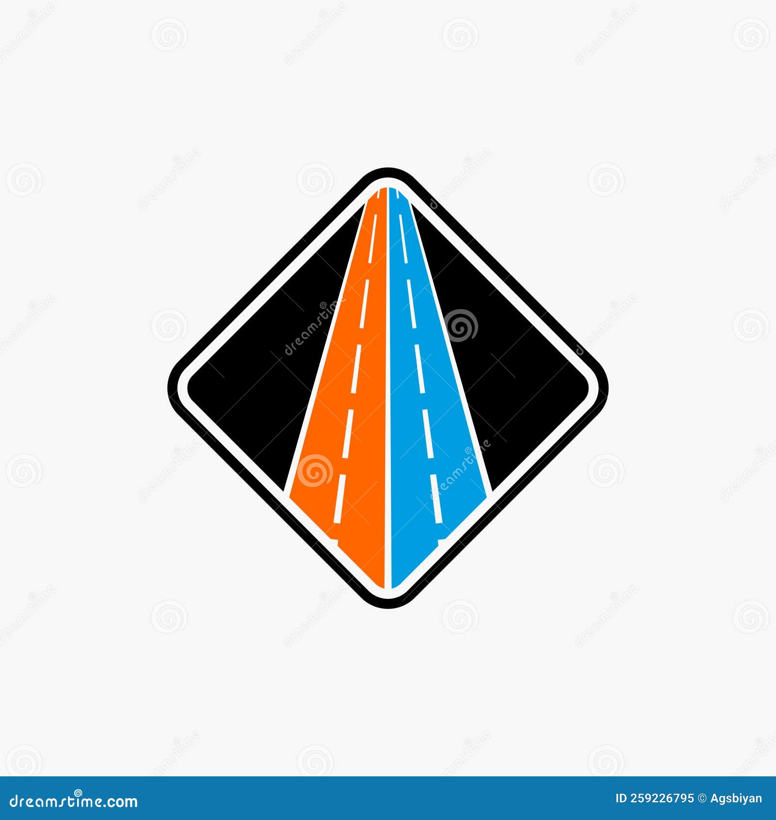 Simple and Unique Two Ways or Double Road on Block Rectangle Image ...