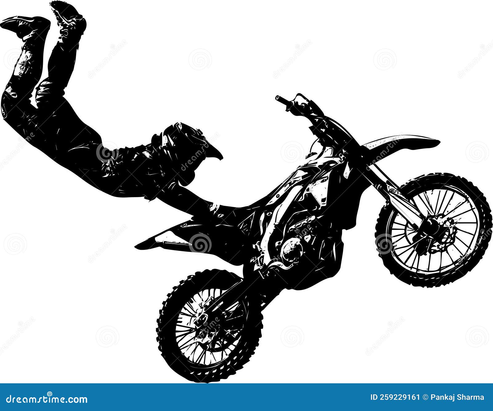 A Motorcyclist Performing a Stunt on a Motorcycle. Vector Illustration ...