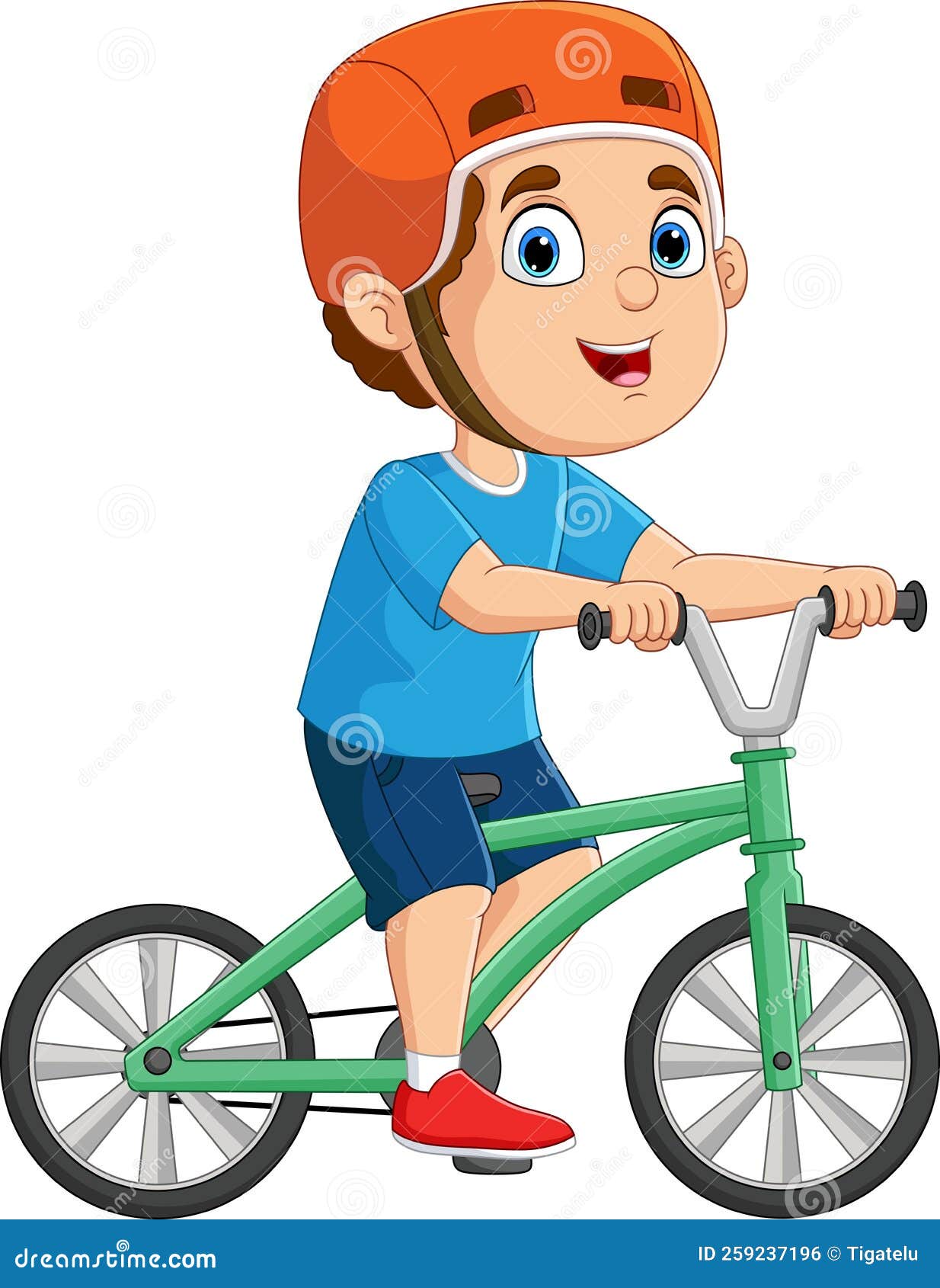 Cute Little Boy Cartoon Riding Bicycle Stock Vector - Illustration of ...